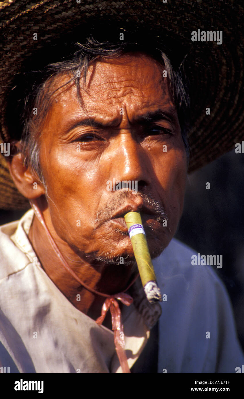 Portrait of a Man Smoking a Cigar Stock Photo - Alamy