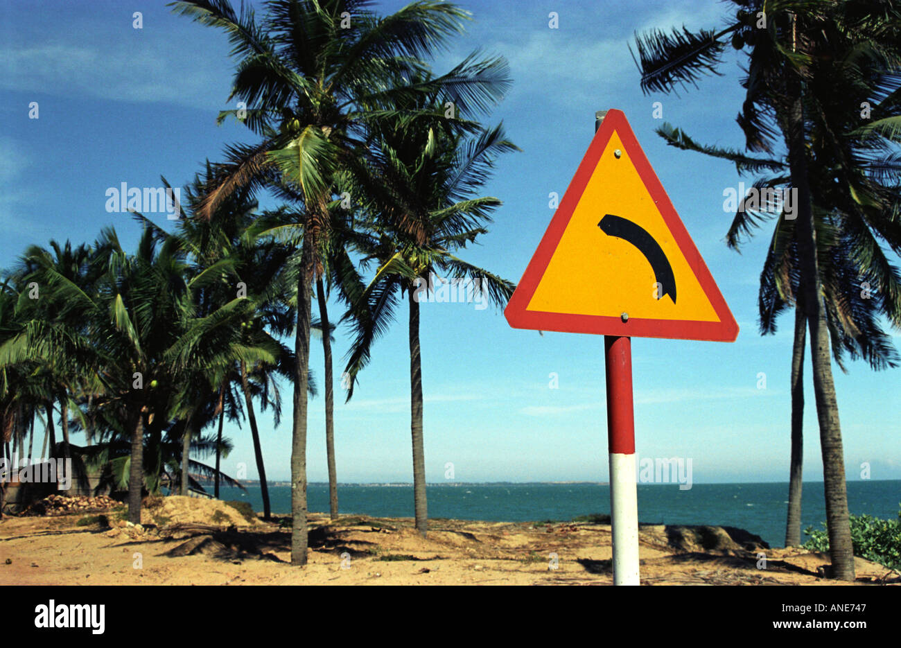 The Left-turn (Curve Ahead) Road Sign, Vietnam Stock Photo - Alamy