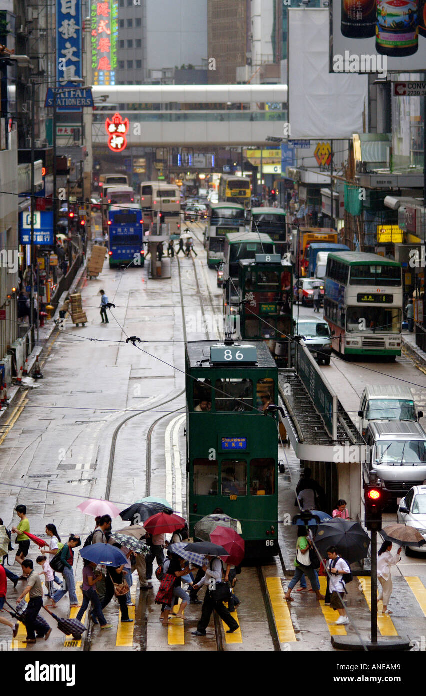 Crowded Pedestrian Crosswalk During Lunchtime Rush in Hong Kong, China ...