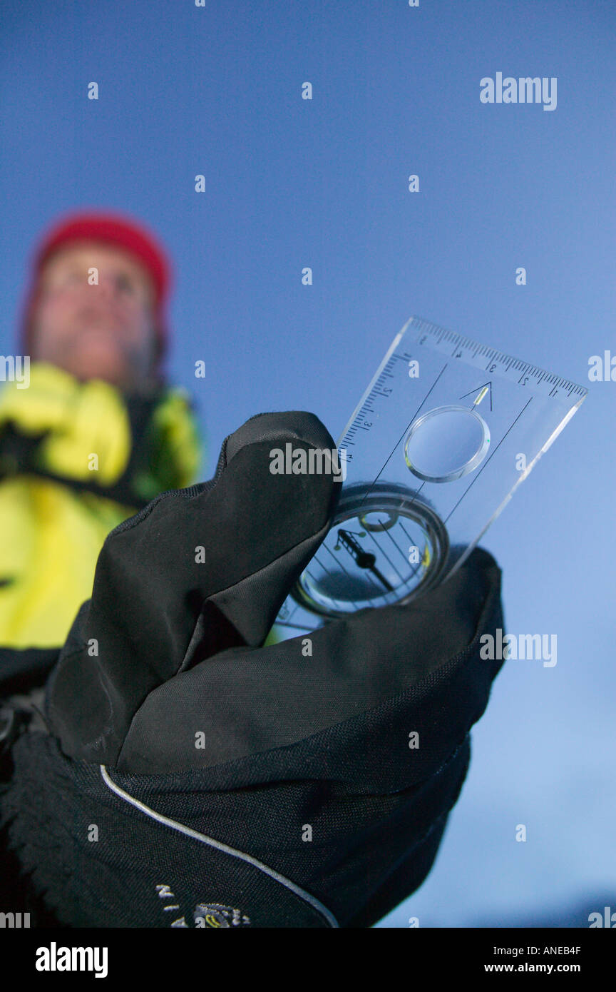Hiker navigating compass hi-res stock photography and images - Alamy