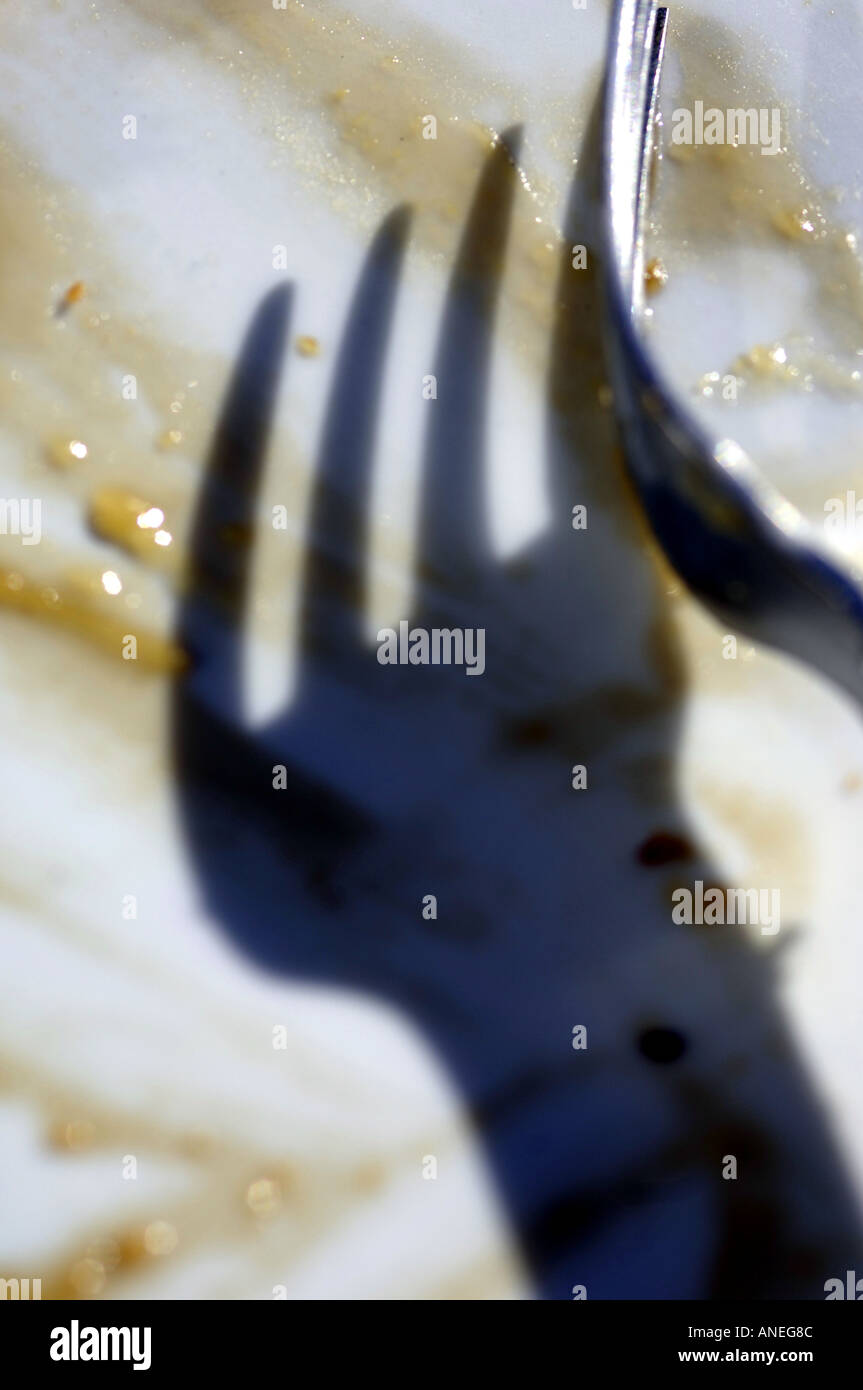 fork shadow eating cutlery plate detail meal food finished vertical ...