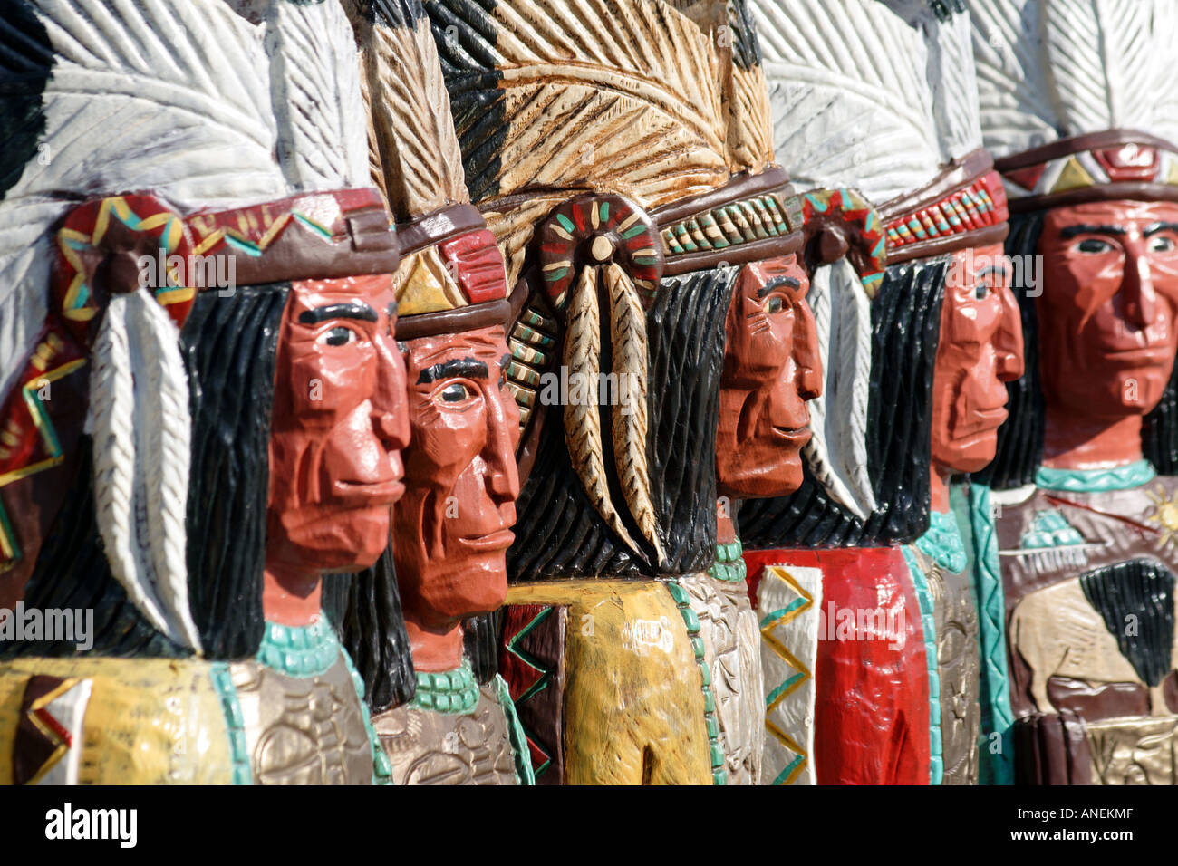 Statues of Native American Indians Carved from Wood and Painted ...