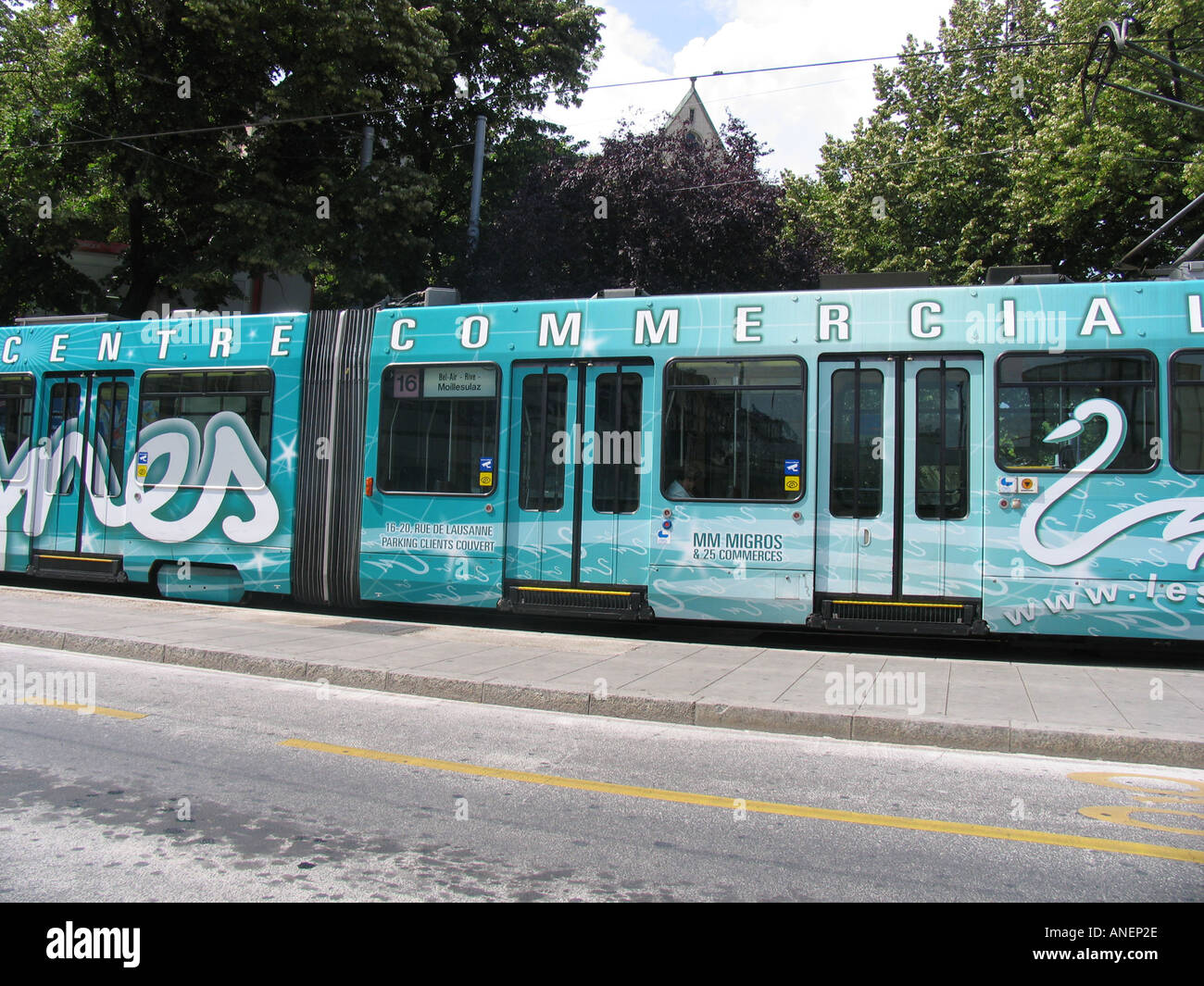 Blue bus at Cornavin Geneve SW Stock Photo - Alamy