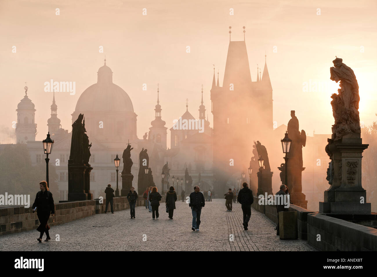 CZECH REPUBLIC PRAGUE CHARLES BRIDGE IN FOG Stock Photo - Alamy