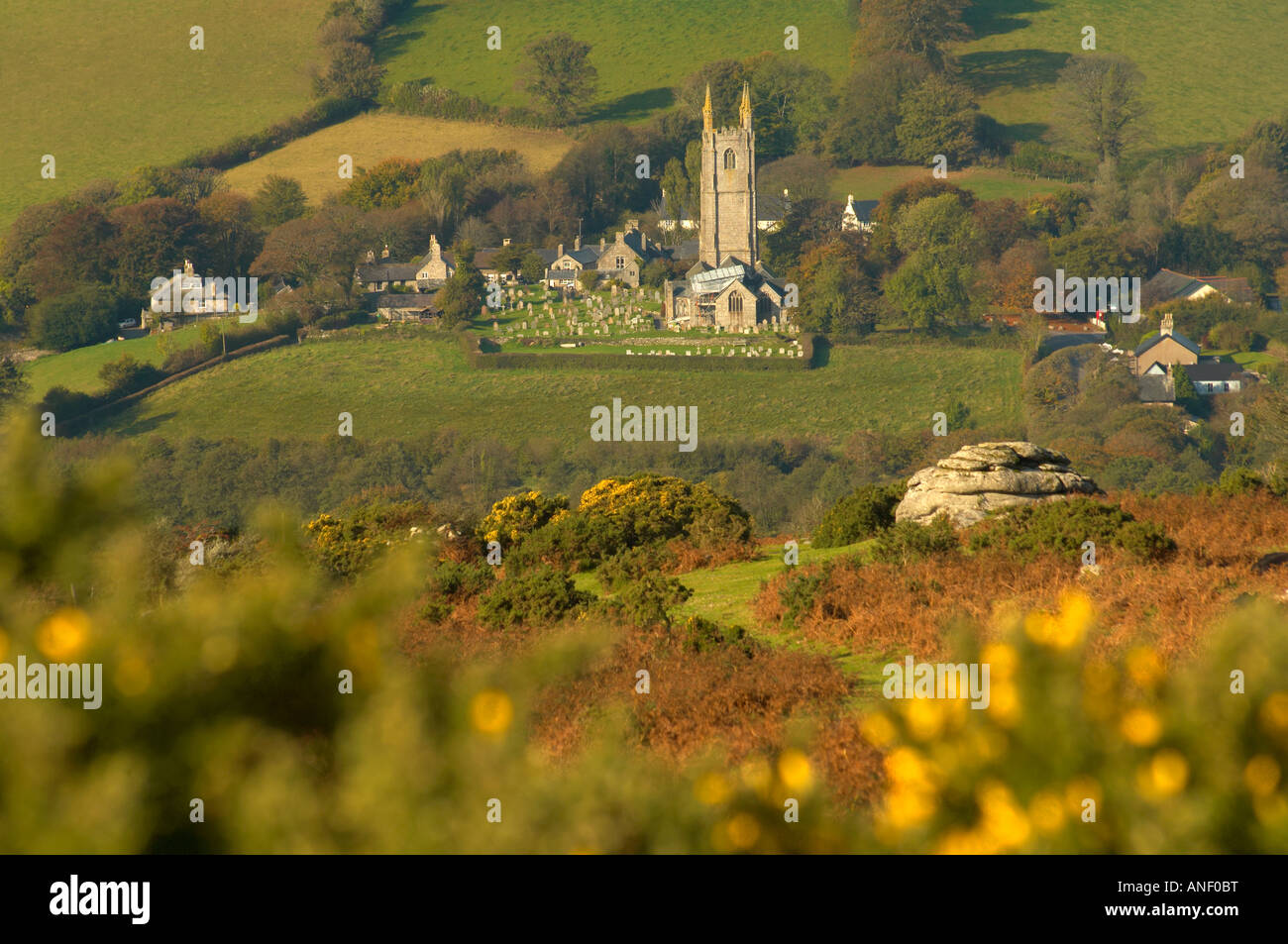 Widecombe church and village Widecombe in the Moor Dartmoor Devon UK ...