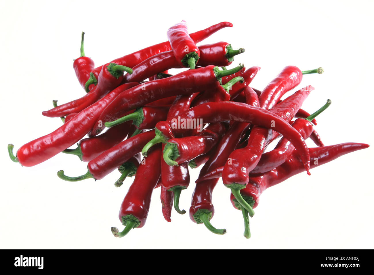 Red chili pepper group on white background Stock Photo - Alamy