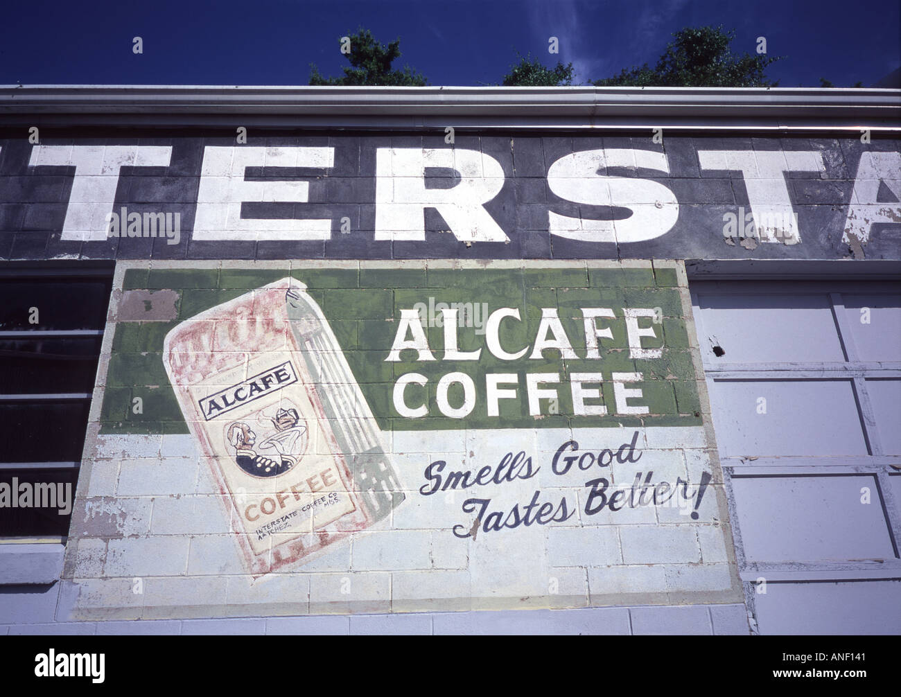 Old coffee warehouse sign in Natchez on the Mississippi River USA Stock ...