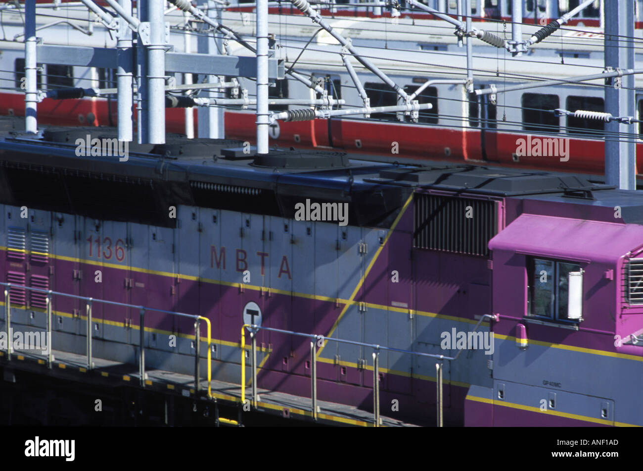 A MBTA commuter train and Redline subway train in Boston Massachusetts ...