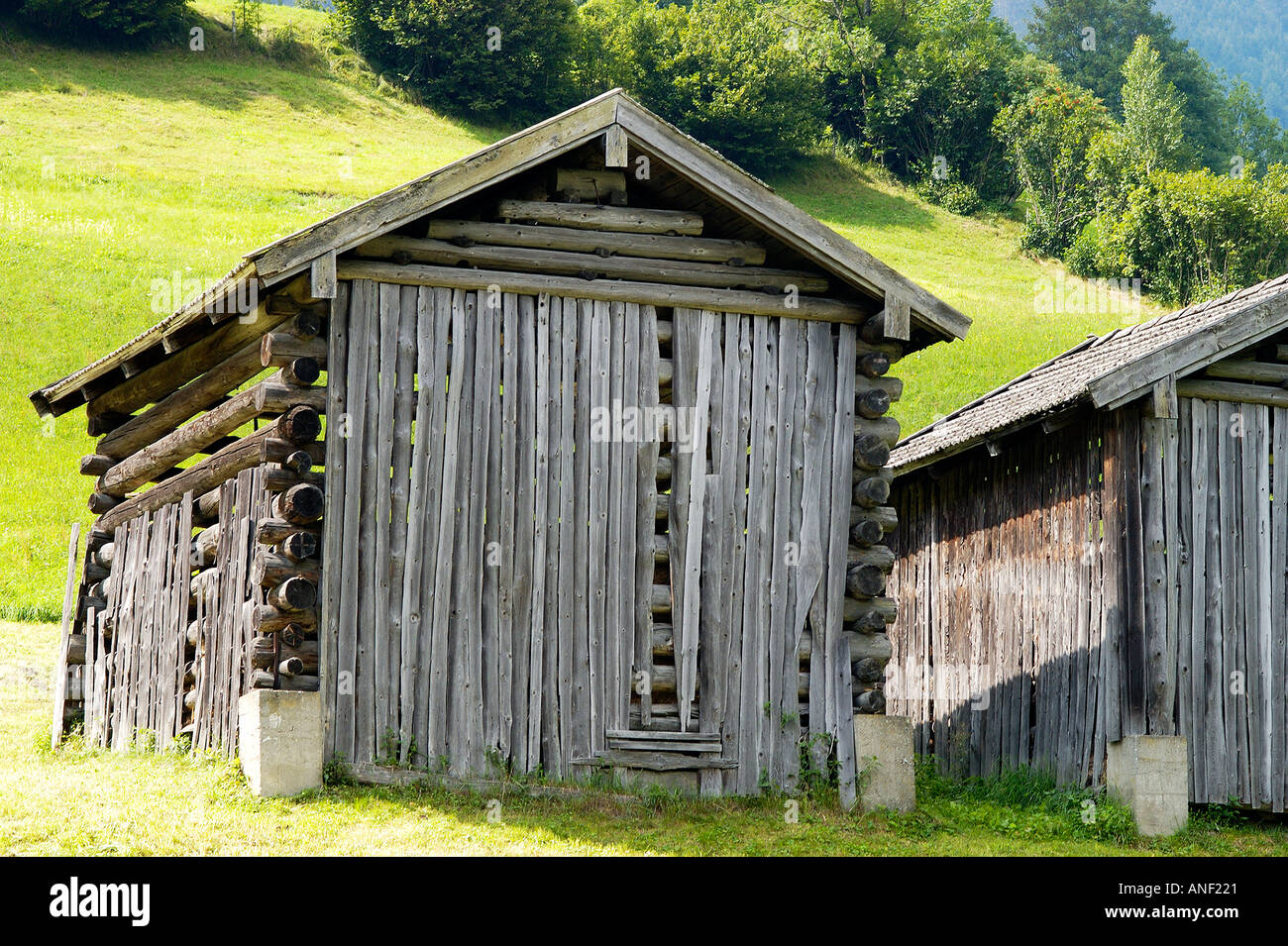 Traditional wooden alpine huts hi-res stock photography and images - Alamy