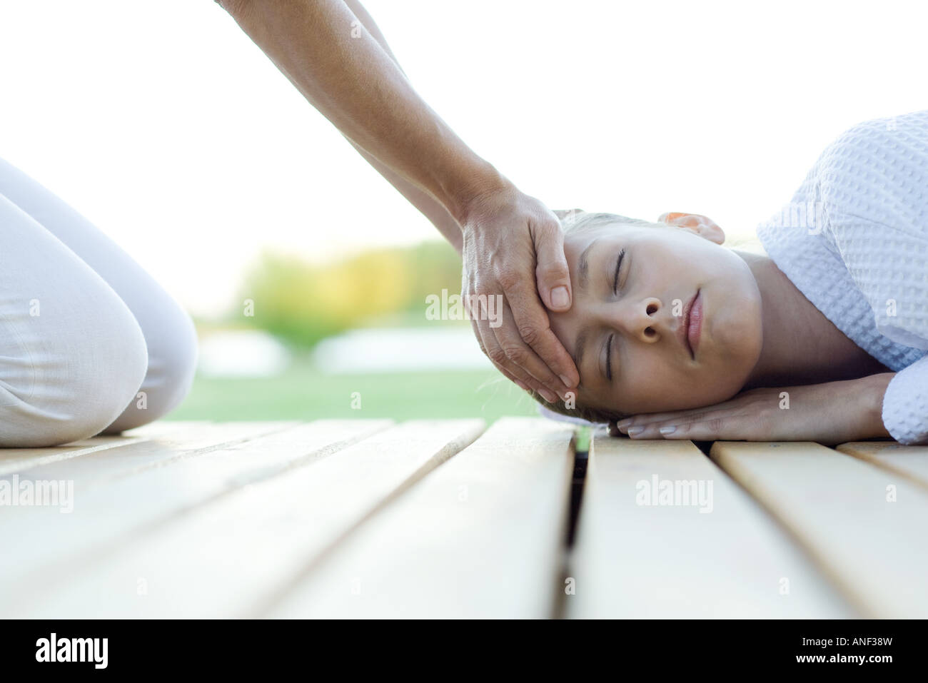 Woman receiving head massage Stock Photo - Alamy