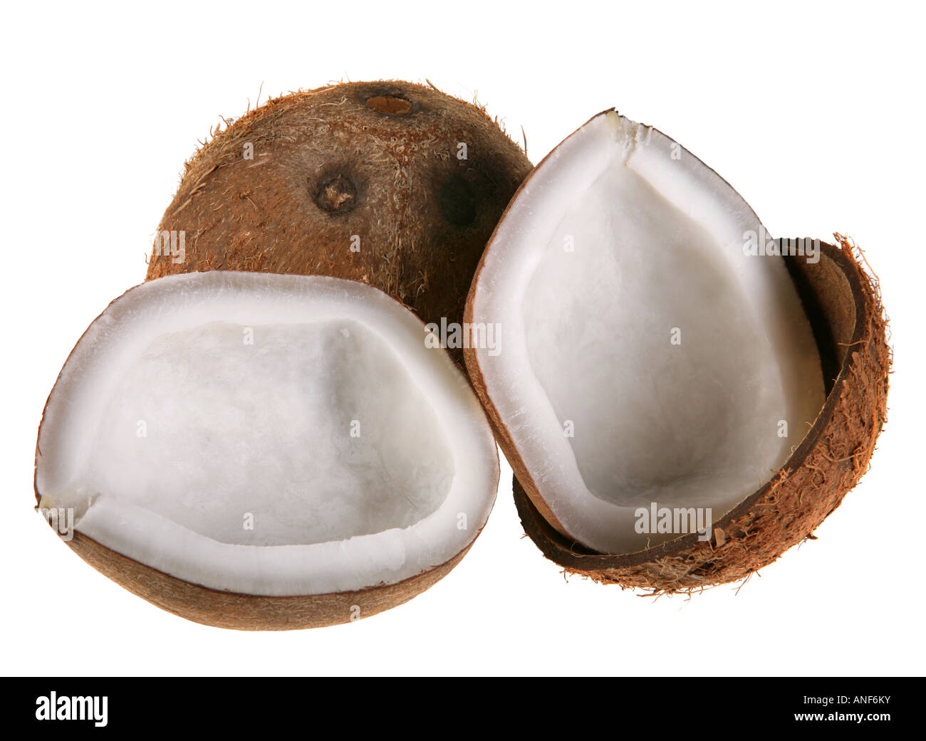 Open coconut fruit isolated on white background Stock Photo - Alamy