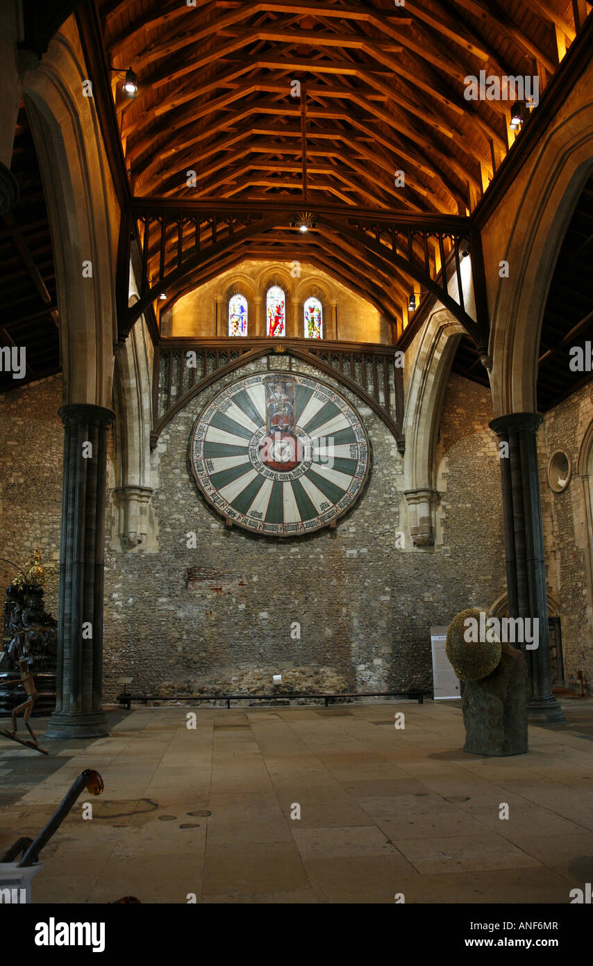 King Arthur's Round Table in Winchester Castle's Great Hall Stock Photo ...