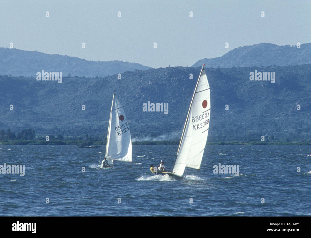 Sailing boats from Kisumu Yacht Club during a regatta on the Winam Gulf ...