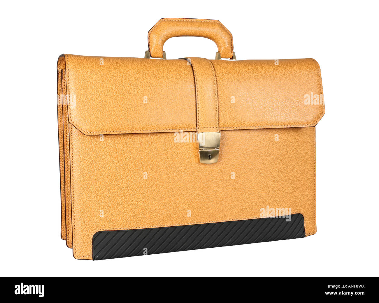 Yellow briefcase detail isolated on white background Stock Photo - Alamy