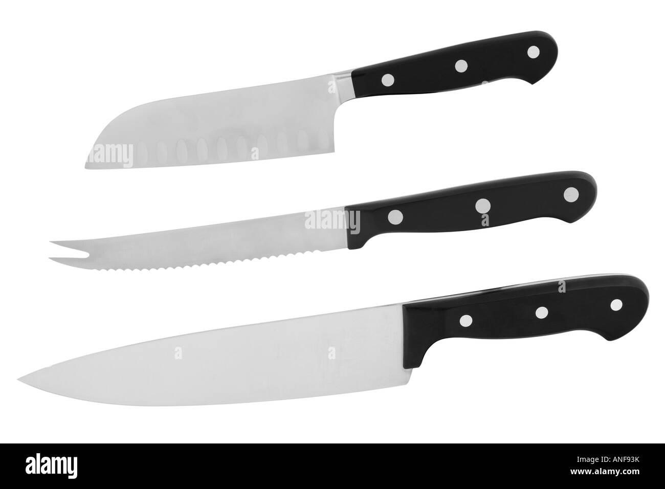 Knife metal set isolated on white background Stock Photo - Alamy