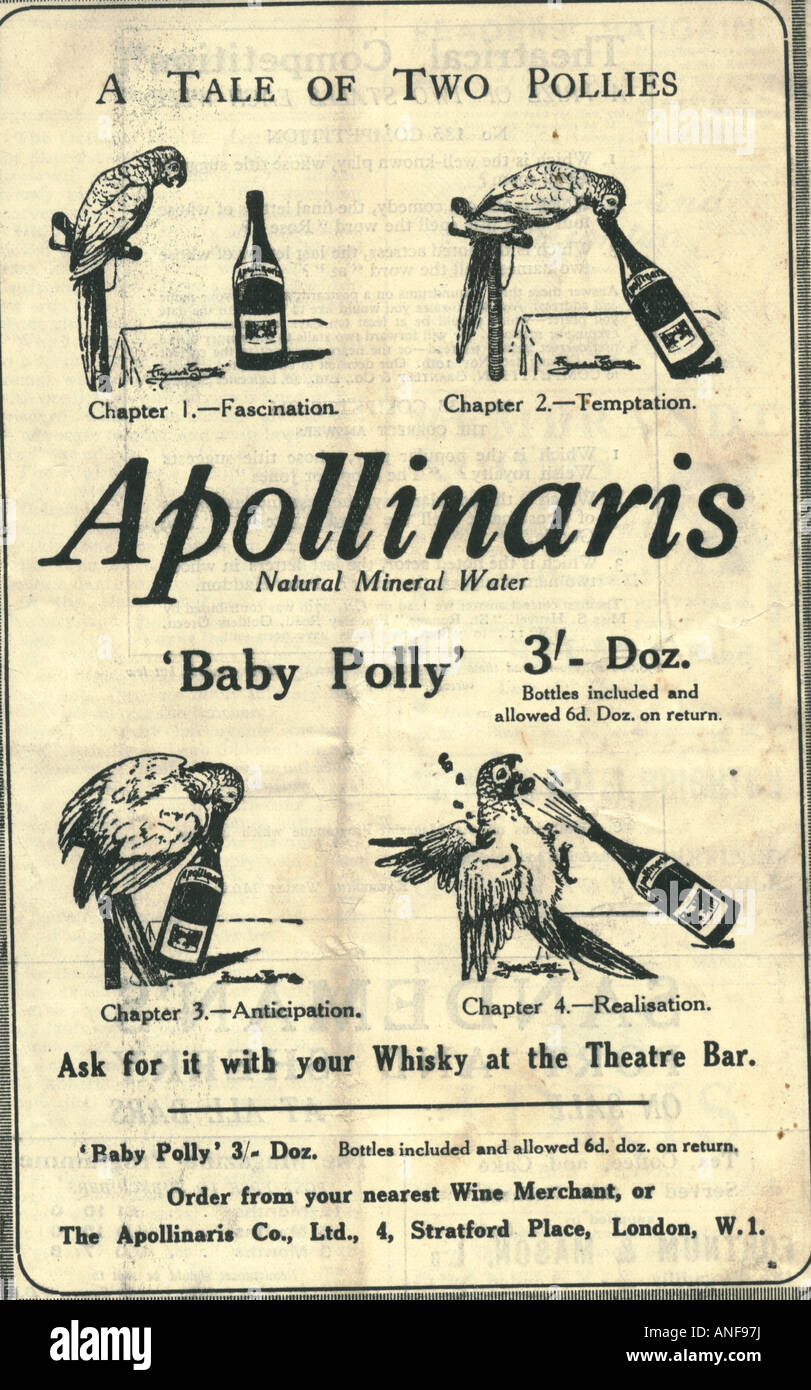 Apollinaris mineral water advertisement 1926 Stock Photo - Alamy