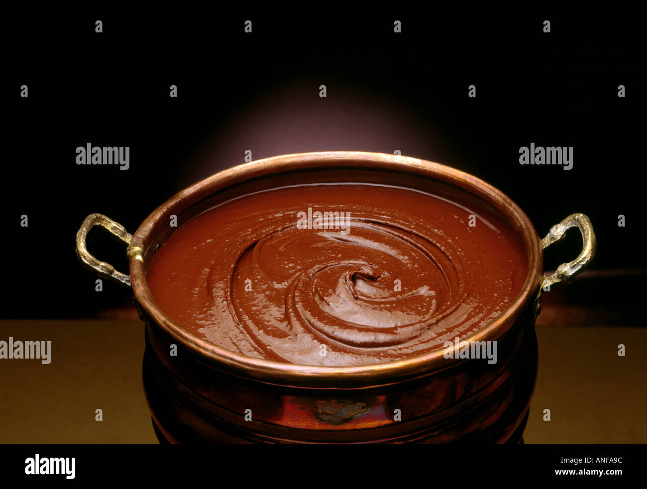 Melted chocolate in copper pot Stock Photo - Alamy