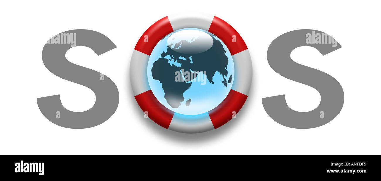 SOS for the World globe symbol Stock Photo - Alamy