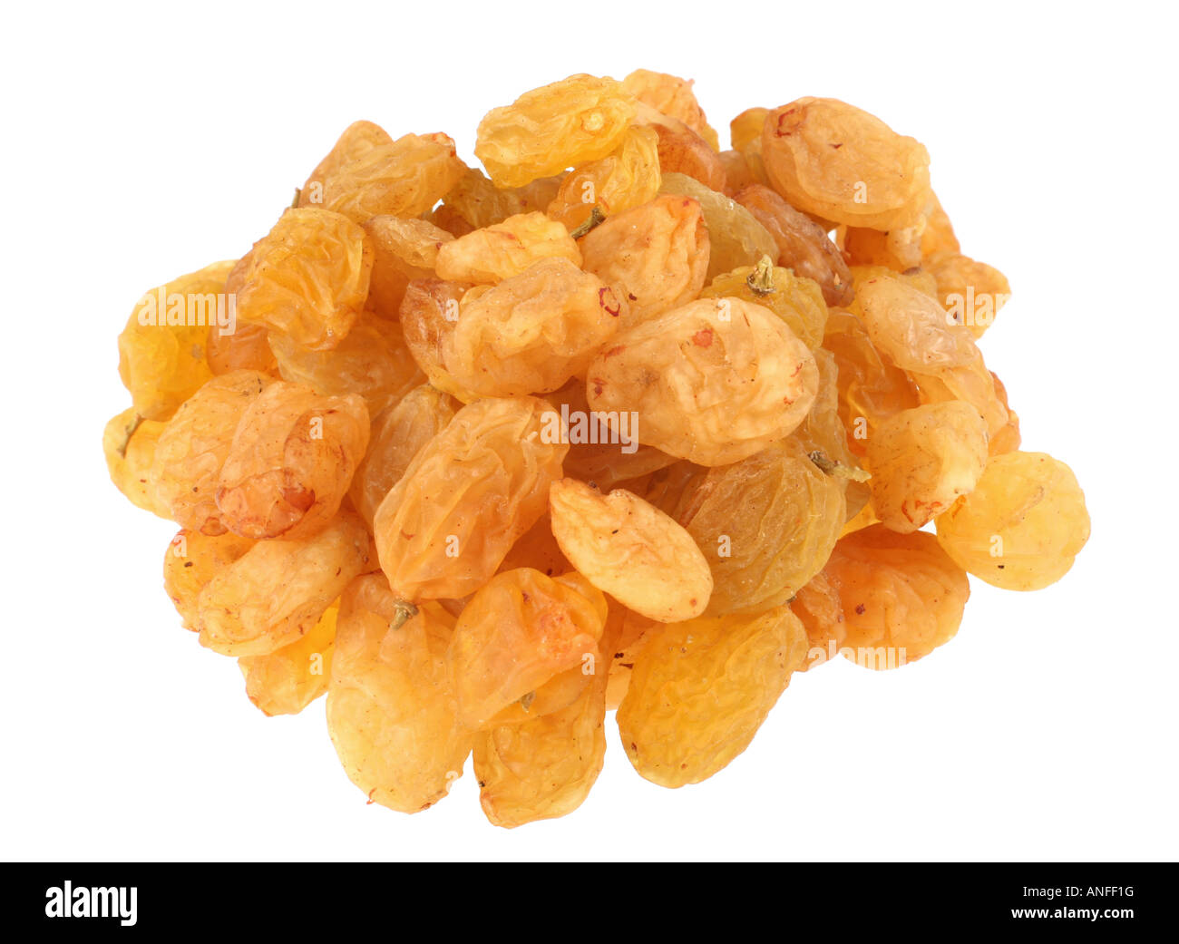 Group yellow raisin isolated on white background Stock Photo - Alamy
