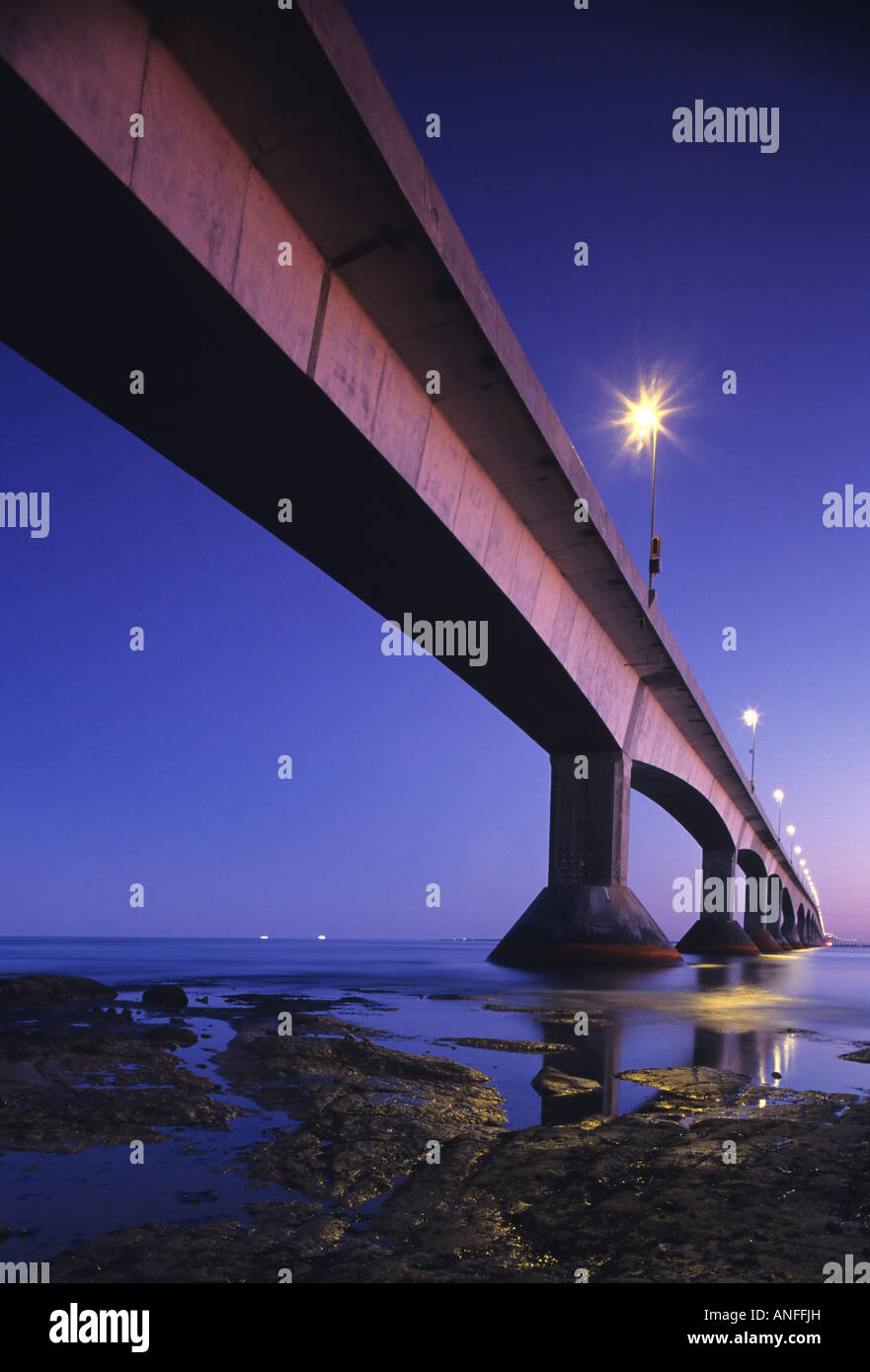 Confederation Bridge at night, Borden Carleton, Prince Edward Island ...