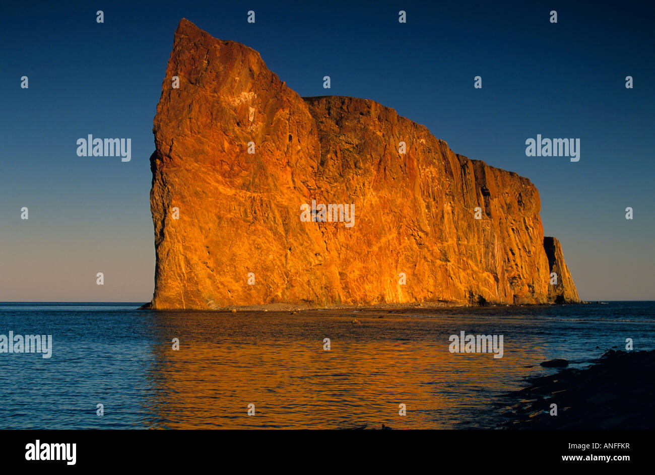 Perce Rock at sunset, Quebec, Canada Stock Photo - Alamy