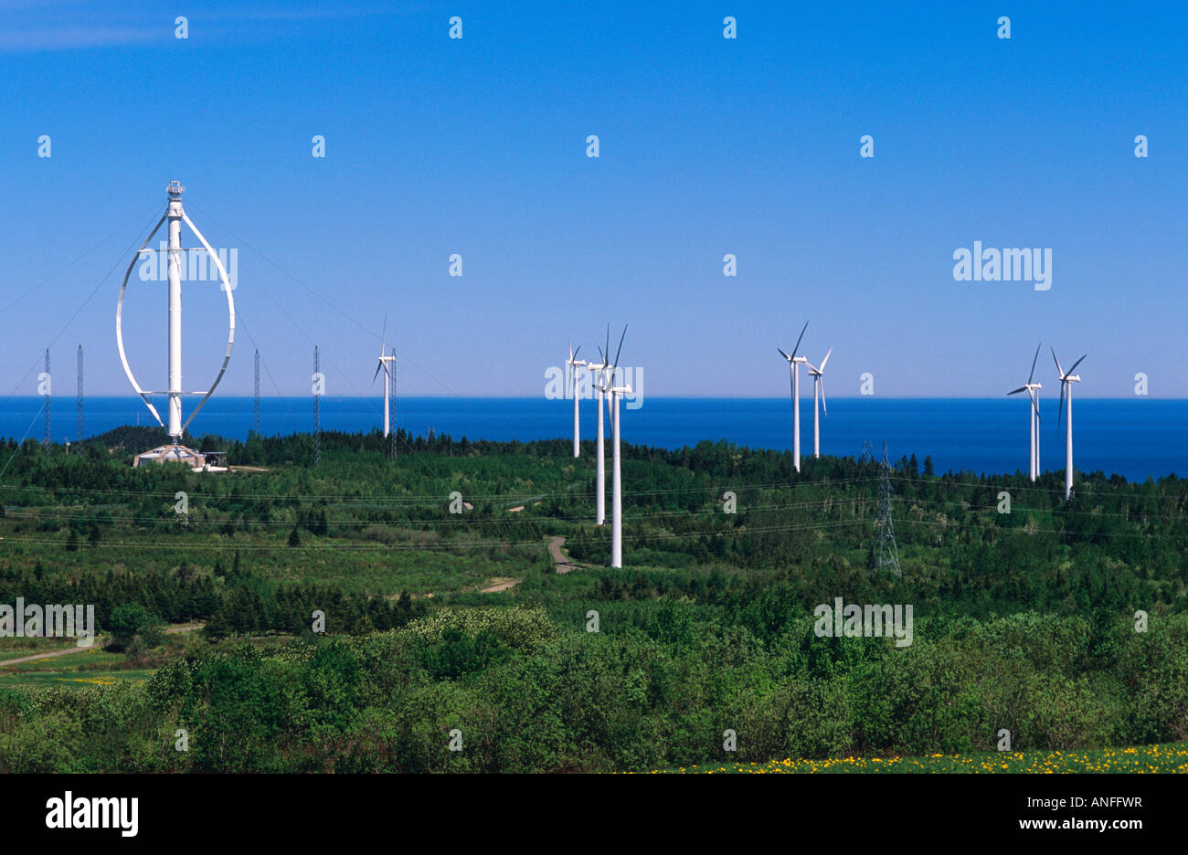 Wind generators and wind turbines, Cap-Chat, Gaspe Peninsula, Quebec ...
