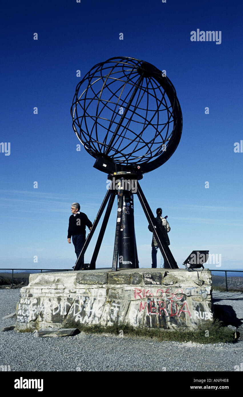 On top of the world posing at the North Cape monument, North Cape ...
