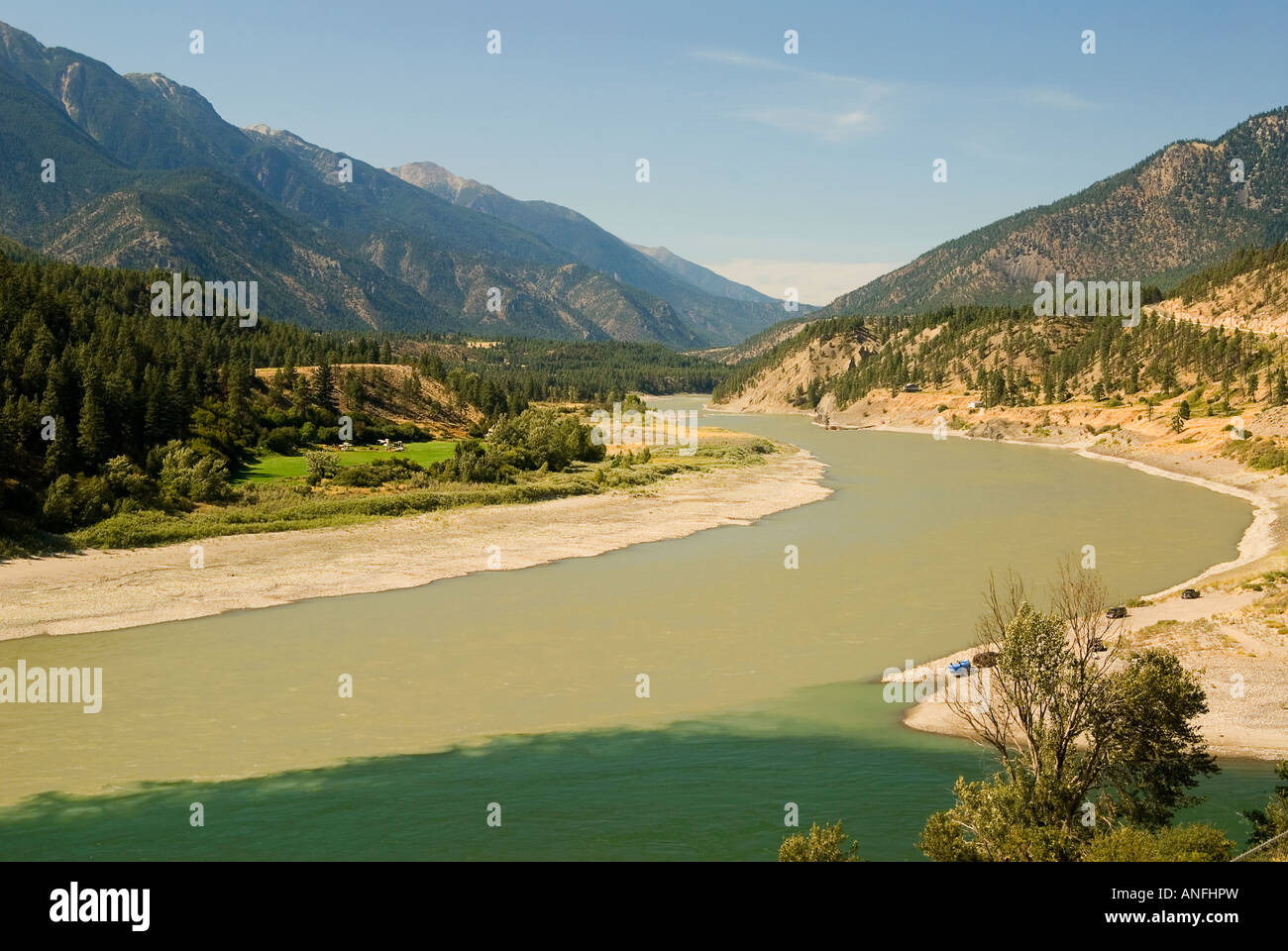 The clear waters of the thompson river at its confluence with the muddy ...