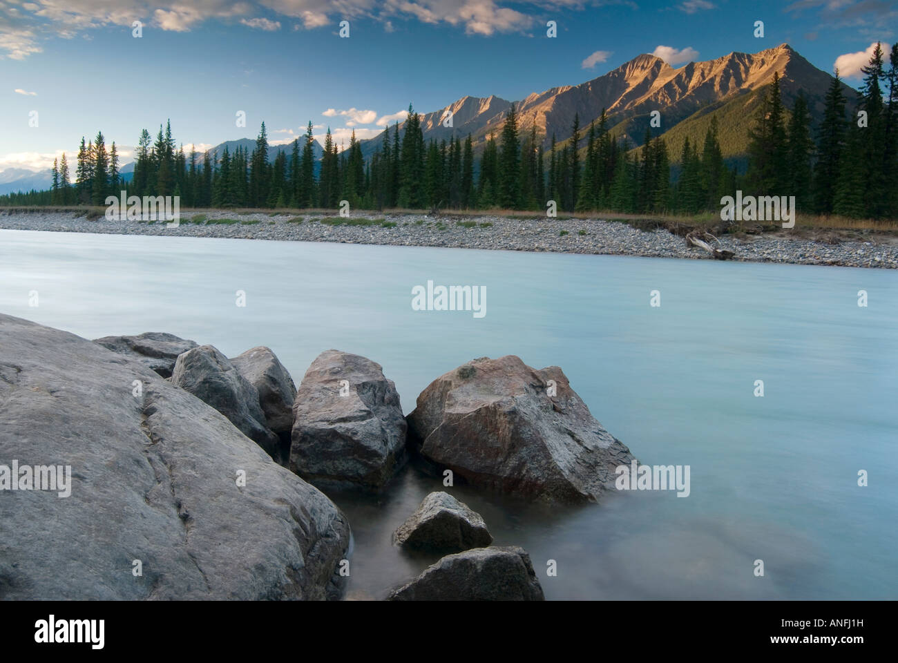 Kootenay river running through Kootenay national park, british columbia ...