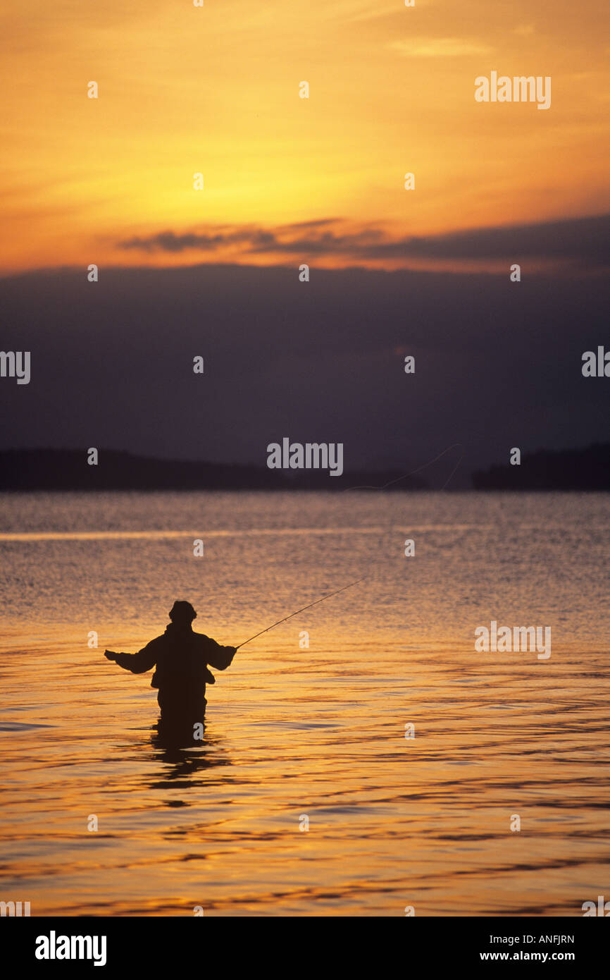 Man fly-casting at Cherry Point Beach, Cowichan Valley, Vancouver ...