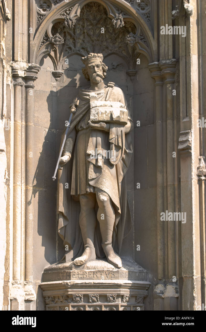 Statue of King Ethelbert founder of Canterbury Cathedral on the ...