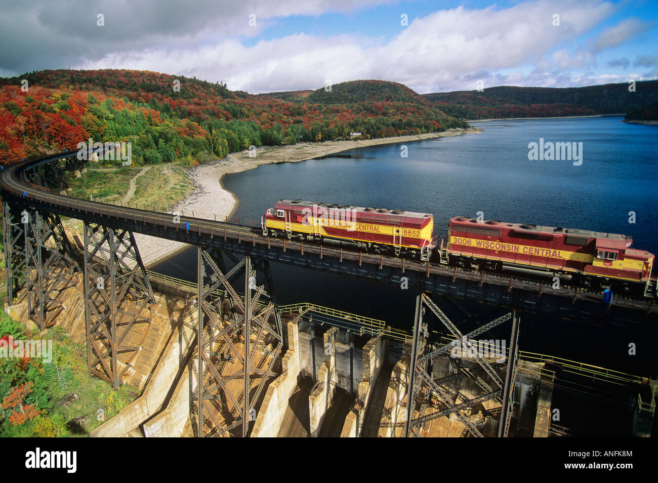 Aerial of Agawa Canyon Wilderness Park and train, Ontario, Canada Stock ...