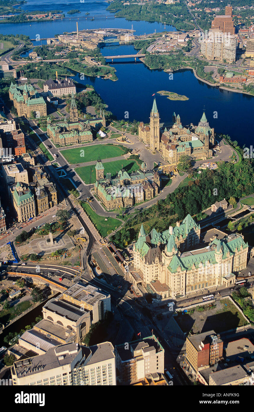 Aerial of parliament hill, Hull, Ottawa, Ontario, Canada Stock Photo ...