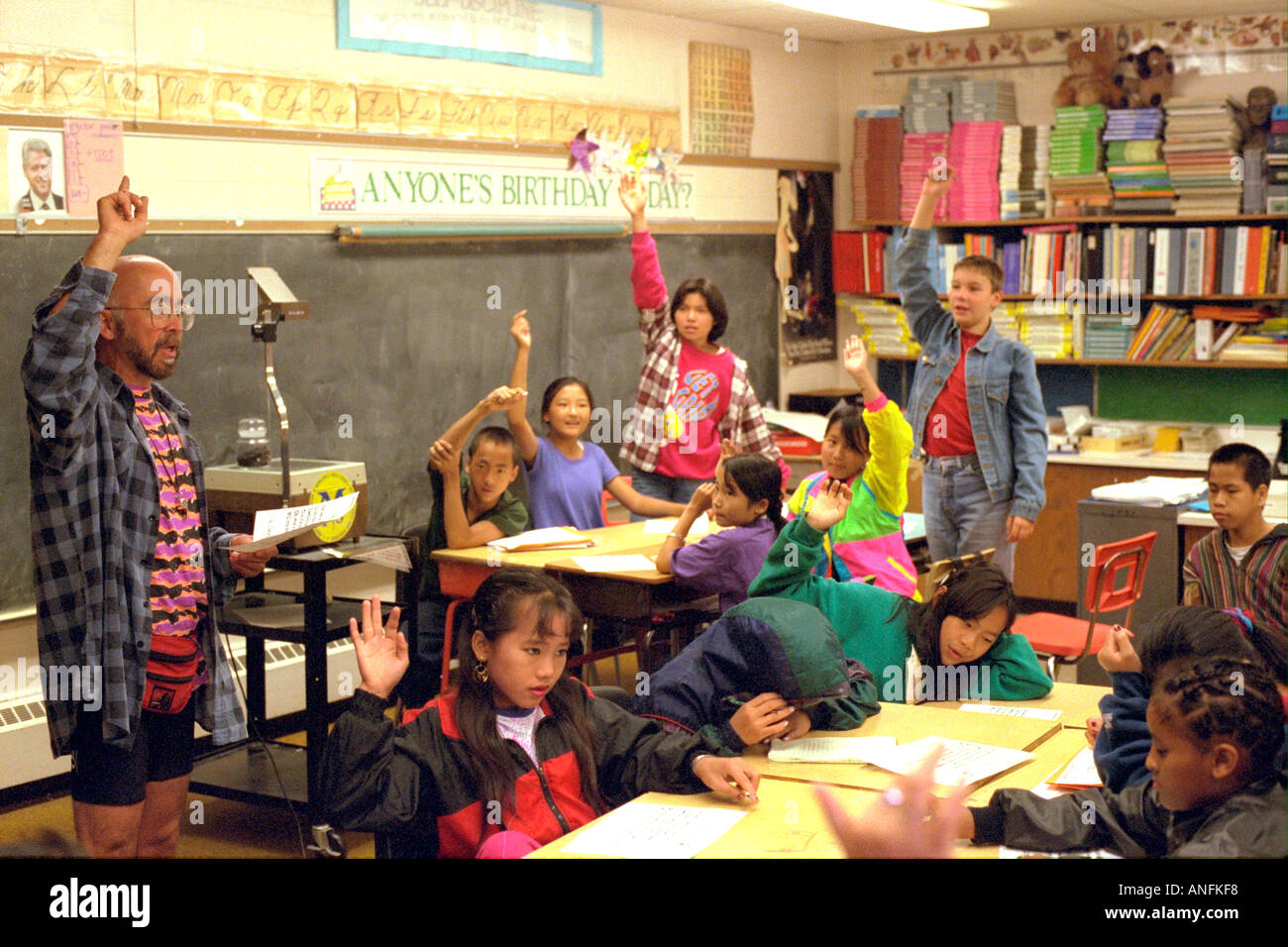 Students age 9 through 13 in summer school catch up class responding to ...