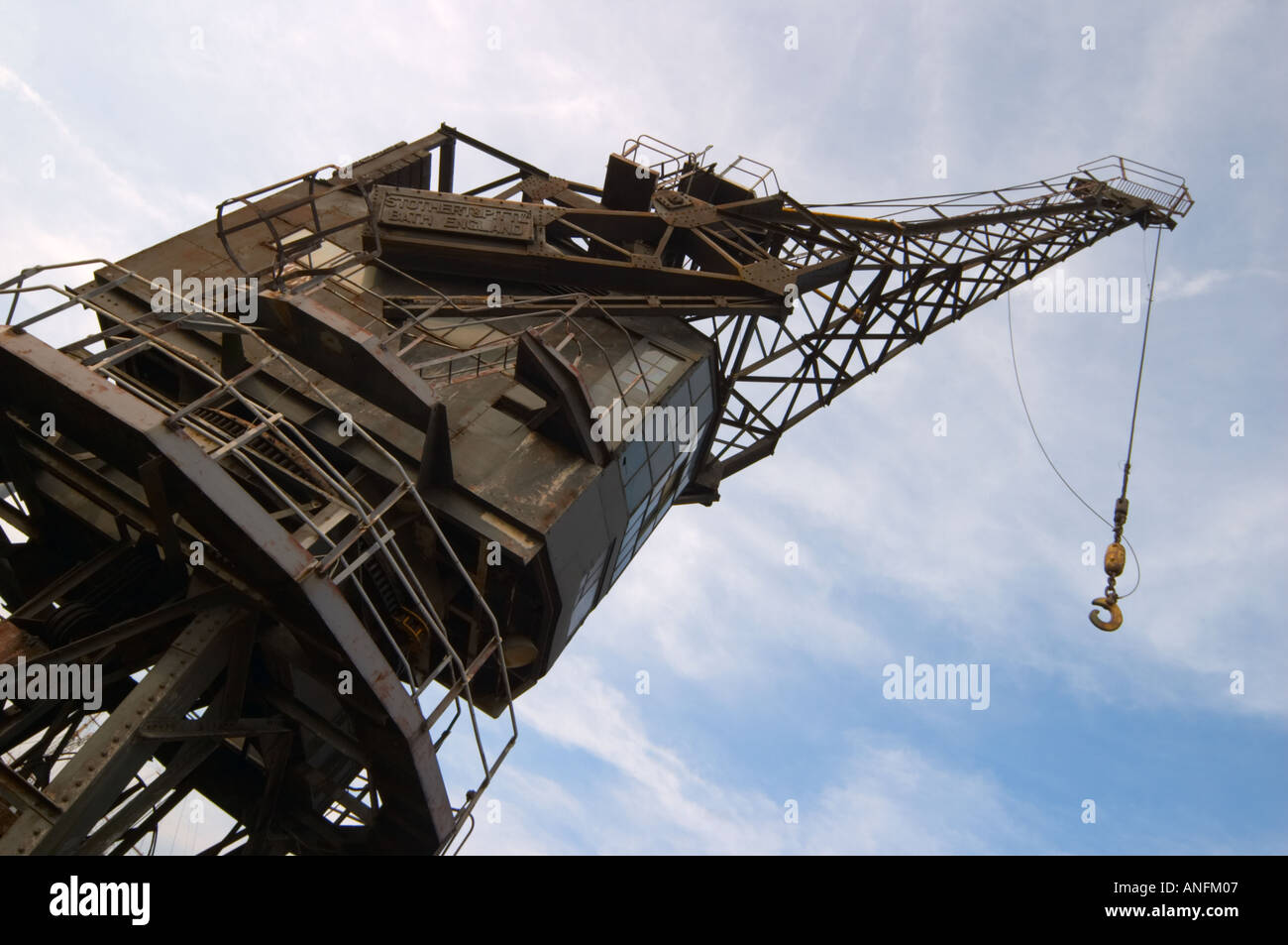 A shipyard crane at Chatham Historic Dockyard Kent England Stock Photo ...