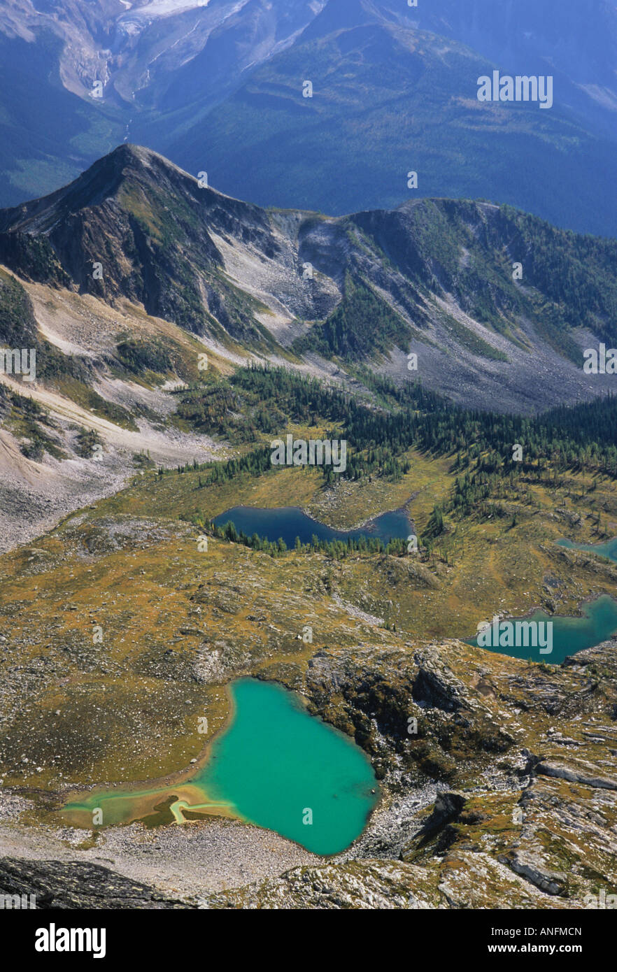 Looking down to Monica Meadows in the Purcell Mountains, British ...
