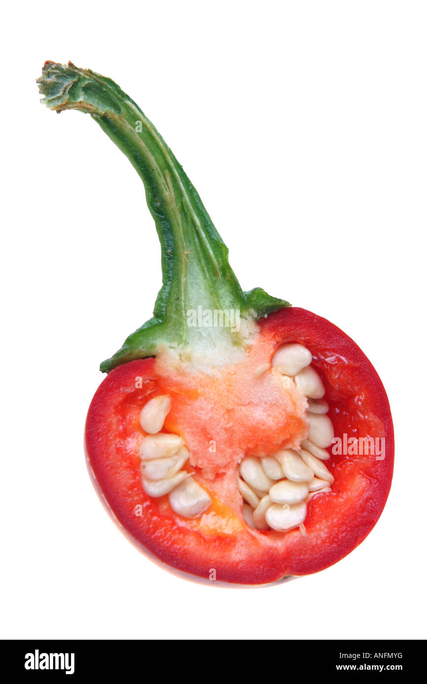 Slice red pepper isolated on white background Stock Photo - Alamy