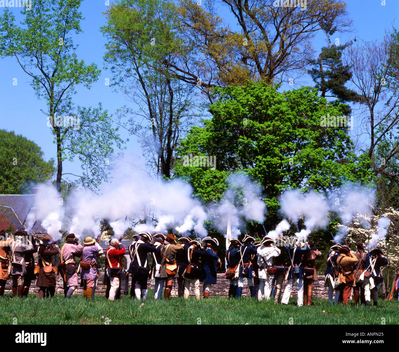 Colonial reinactment of the revolutionary war outside Louisville ...