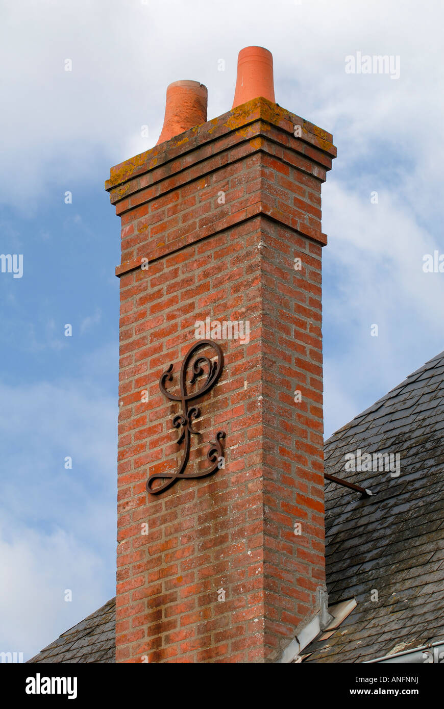 "L" letter decorating chimney stack, Indre et Loire, France Stock Photo ...
