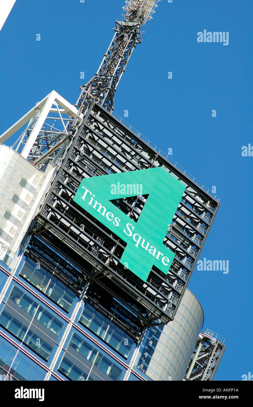 Huge sign on top of skyscraper at 4 Times Square, New York, NY Stock ...