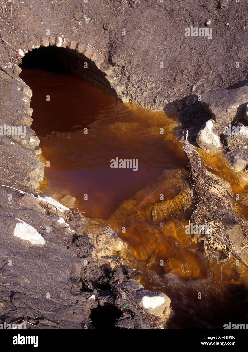 Chemical Pollution issuing from Industrial Outfall Widnes Merseyside UK ...
