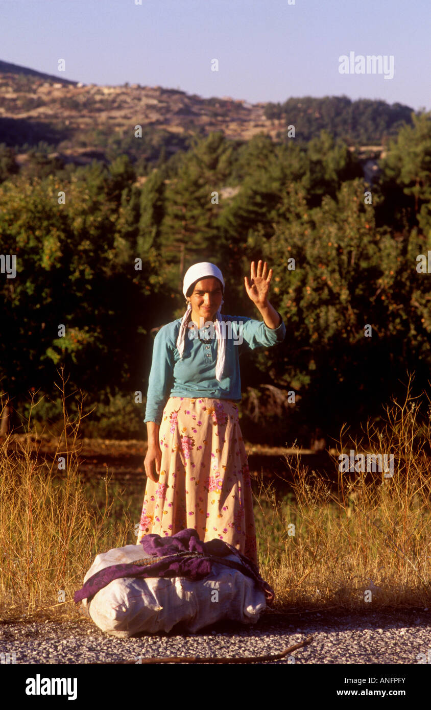 Turkish Country woman by the roadside Stock Photo - Alamy
