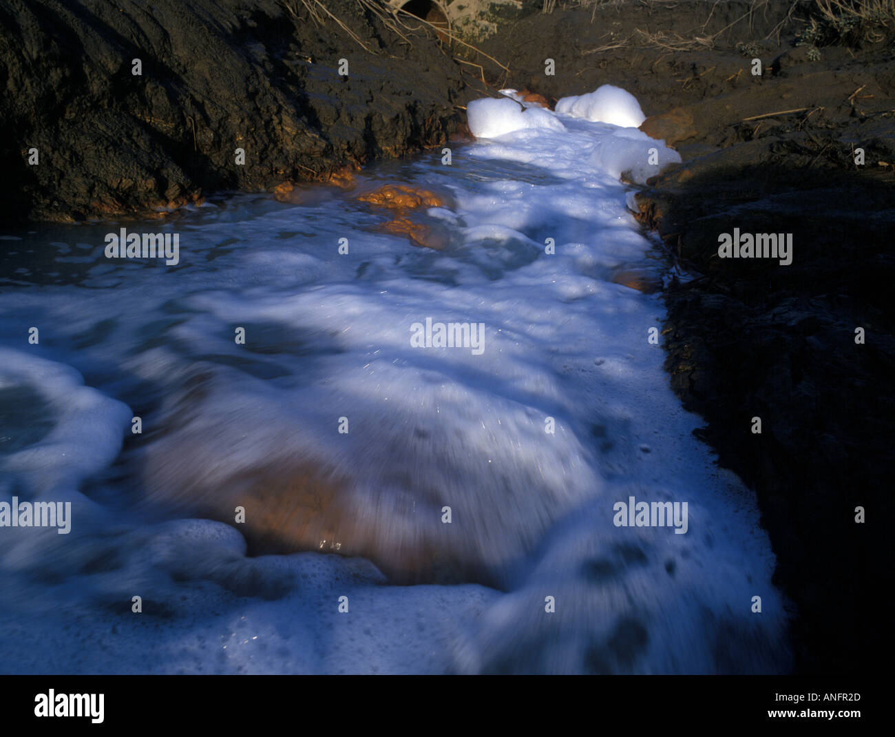 Chemical Pollution Issuing from Industrial Outfall into Estuary Widnes ...