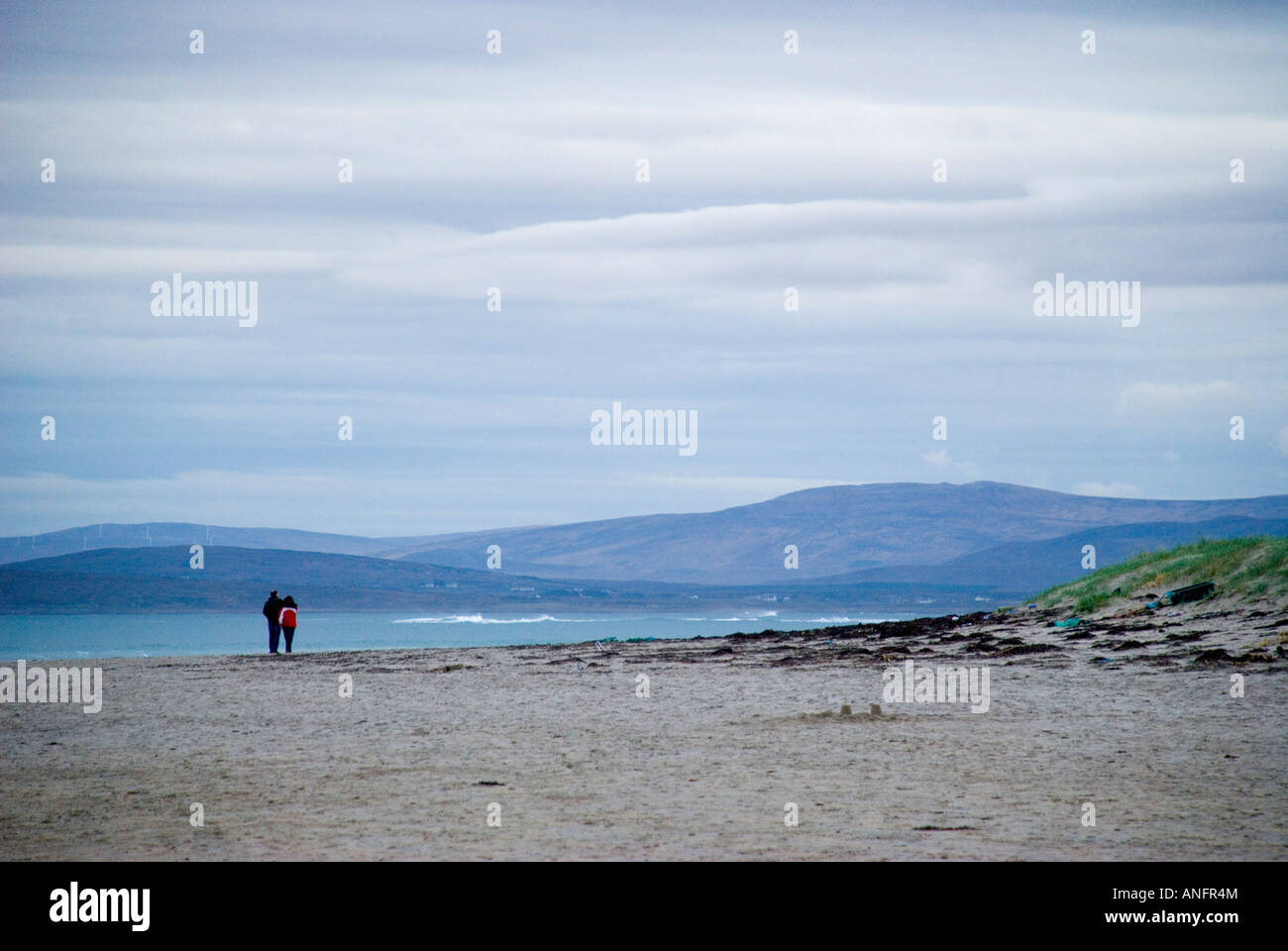 Narin Beach Ardara County Donegal Ireland A couple walk on the beach ...