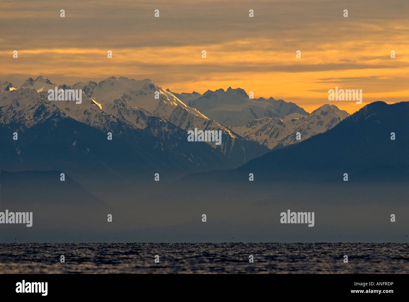 Olympic Mountains at sunset, Victoria, British Columbia, Canada Stock ...