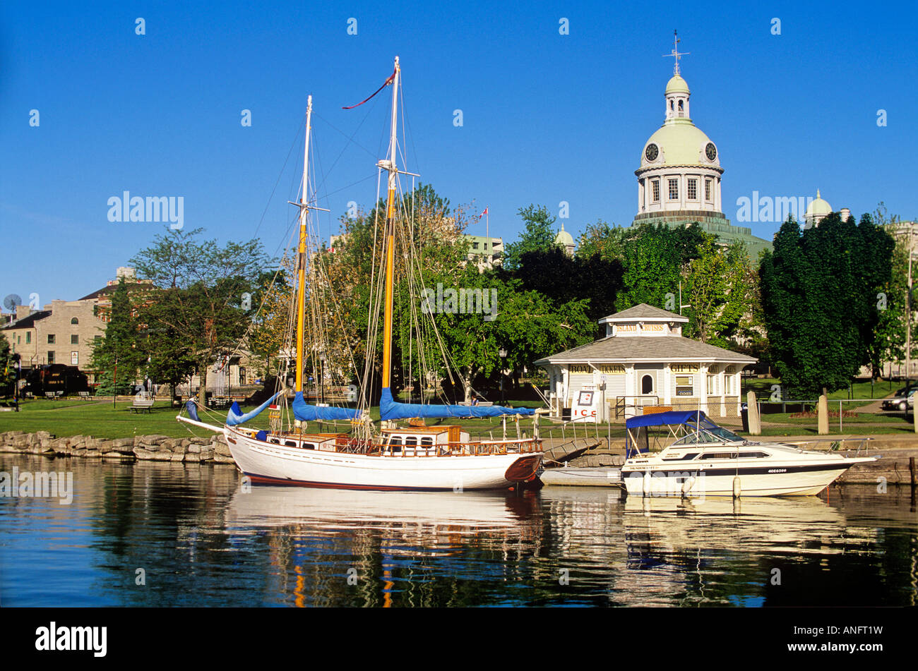 Sailboat docked at marina downtown hamilton hi-res stock photography ...