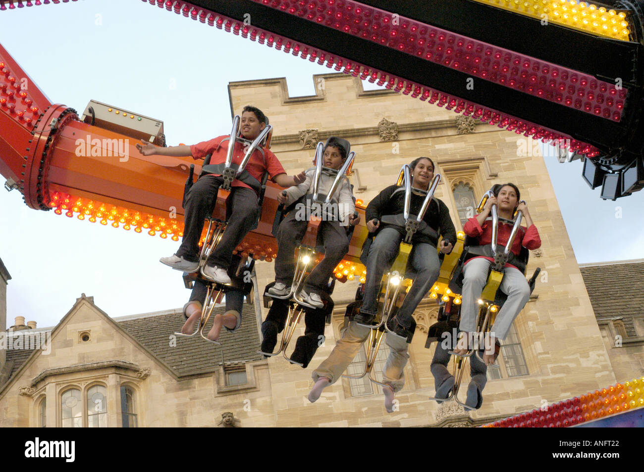 Turning twisting and spinning funfair rides amongst the dreaming spires ...