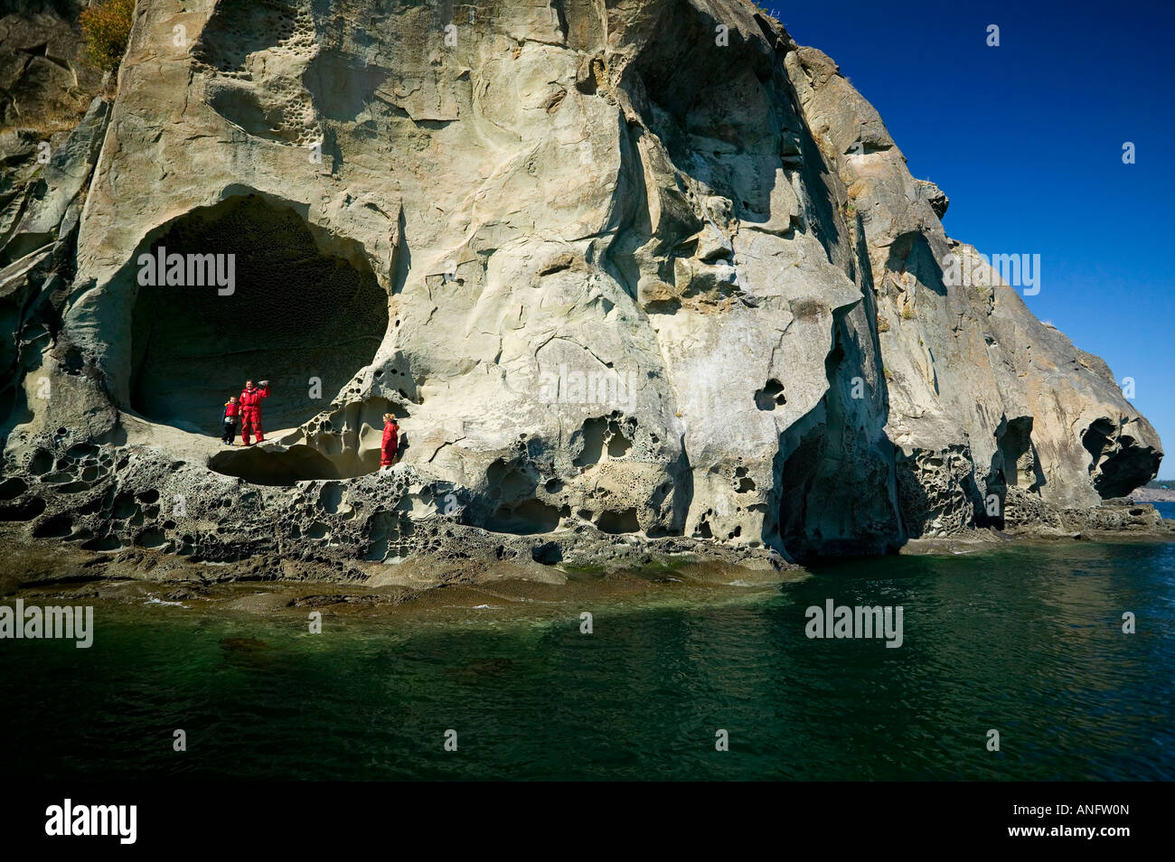 Sandstone cliffs at Monarch Head, Saturna Island, British Columbia ...