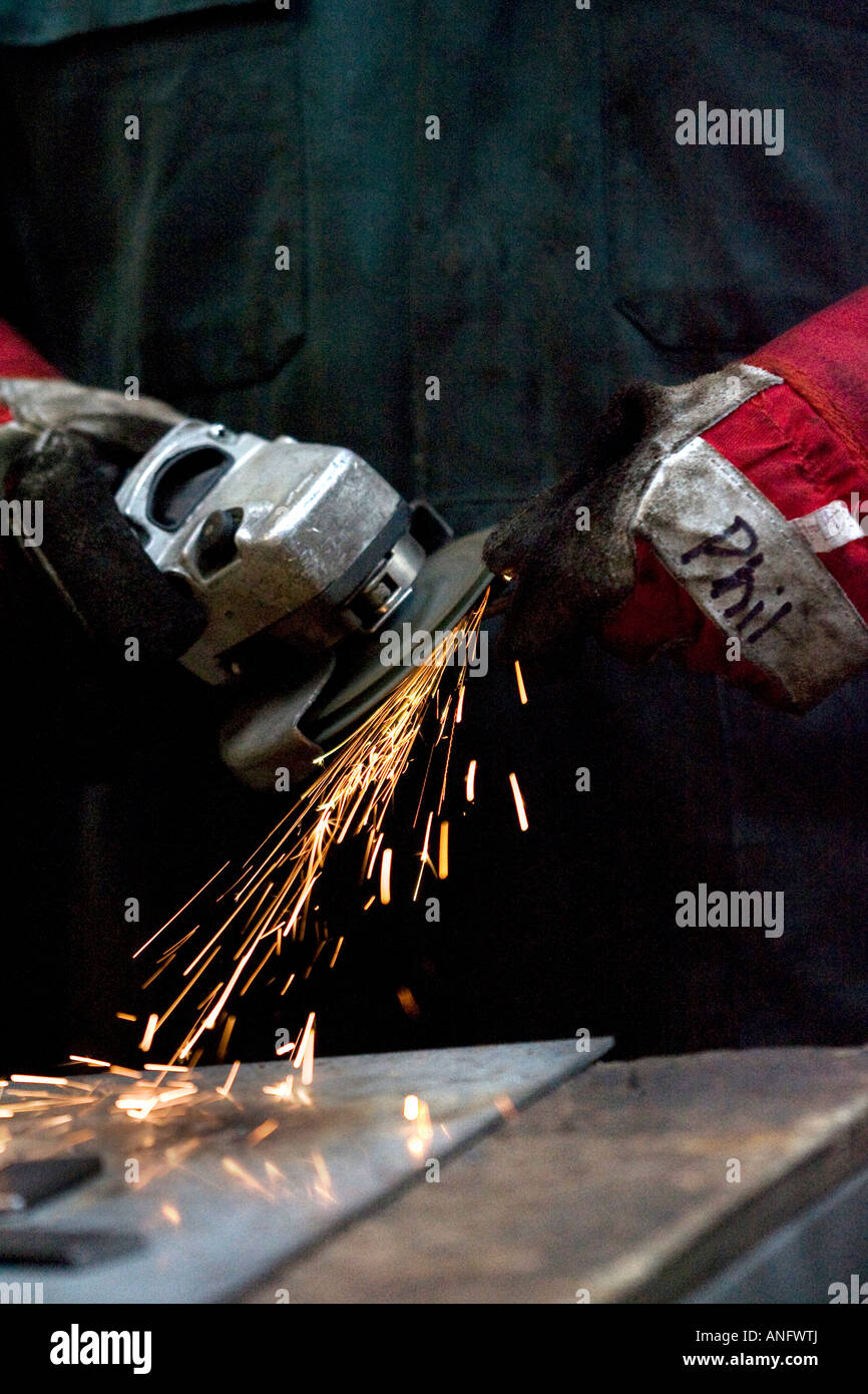 Metal worker in factory Stock Photo - Alamy