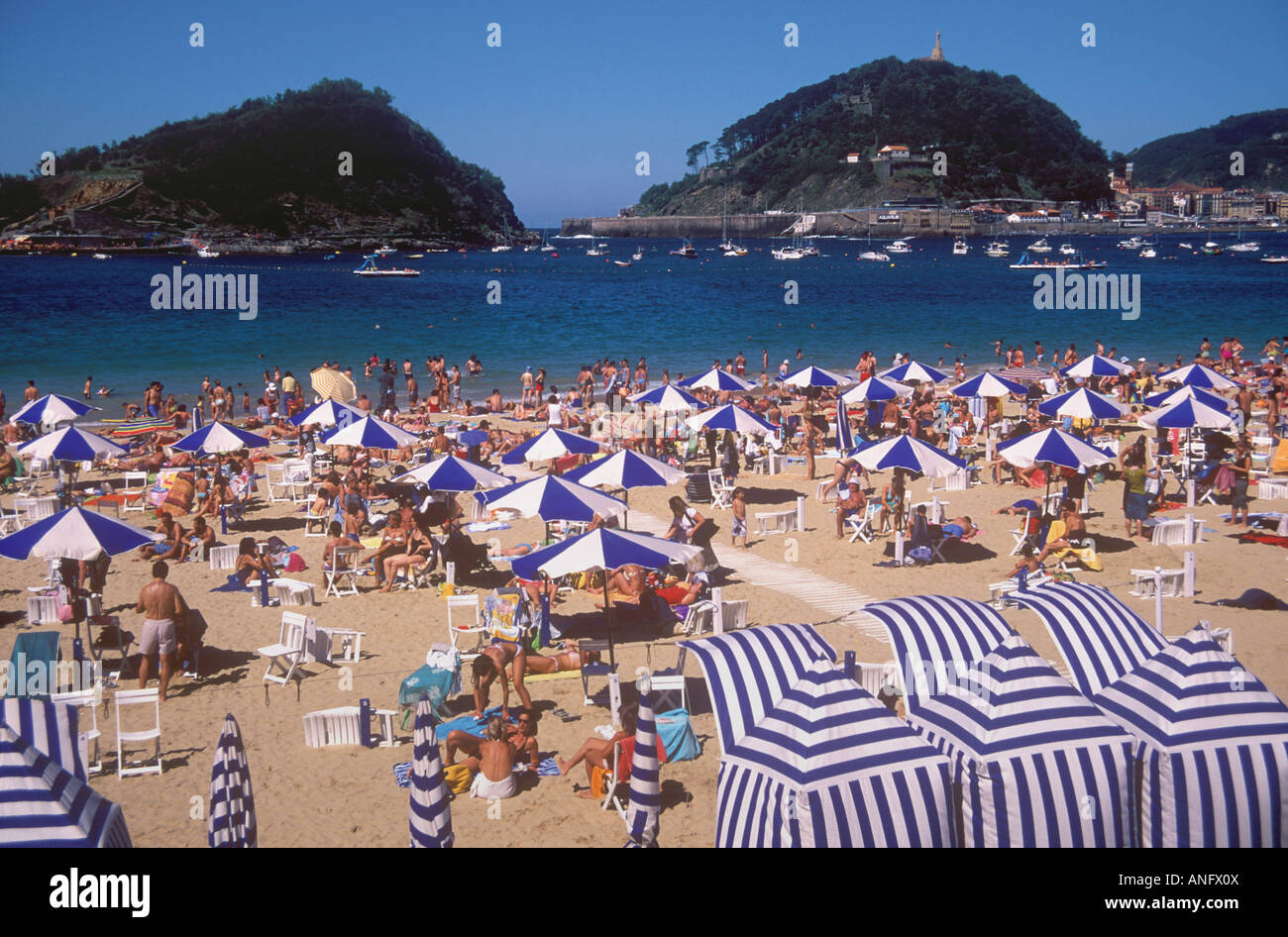 La Concha Beach in the Spanish resort of San Sebastian on the Bay of ...
